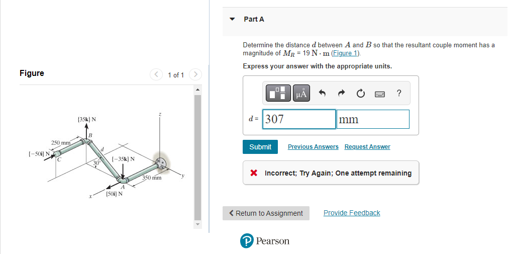 Solved Determine the distance d between A and B so that the | Chegg.com