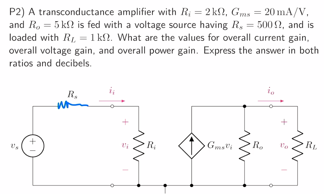 Solved P2) ﻿A transconductance amplifier with | Chegg.com