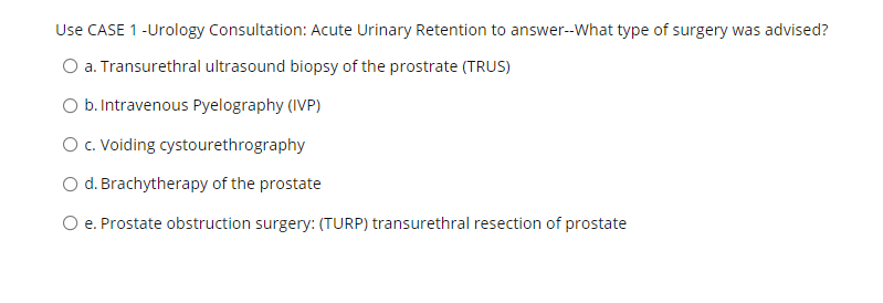 Solved Use CASE 1 -Urology Consultation: Acute Urinary | Chegg.com