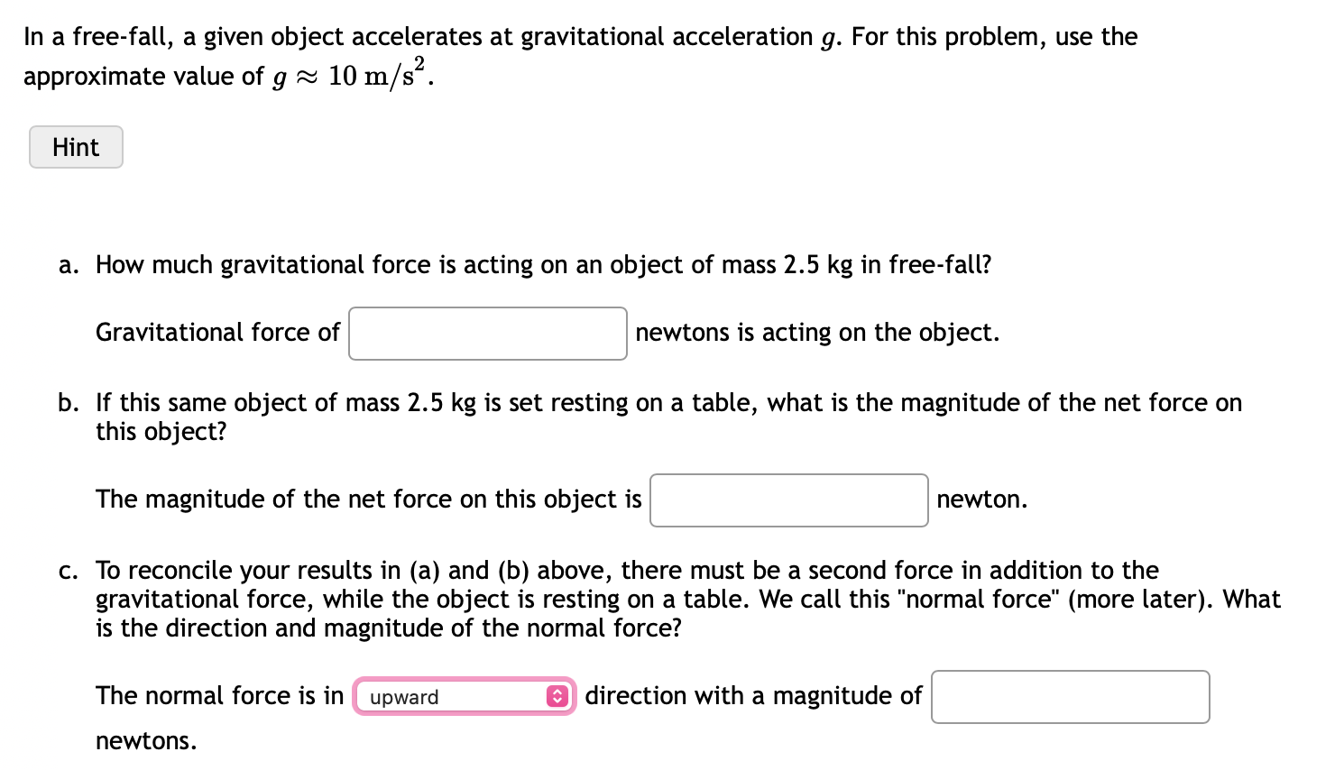 Solved In a free-fall, a given object accelerates at | Chegg.com