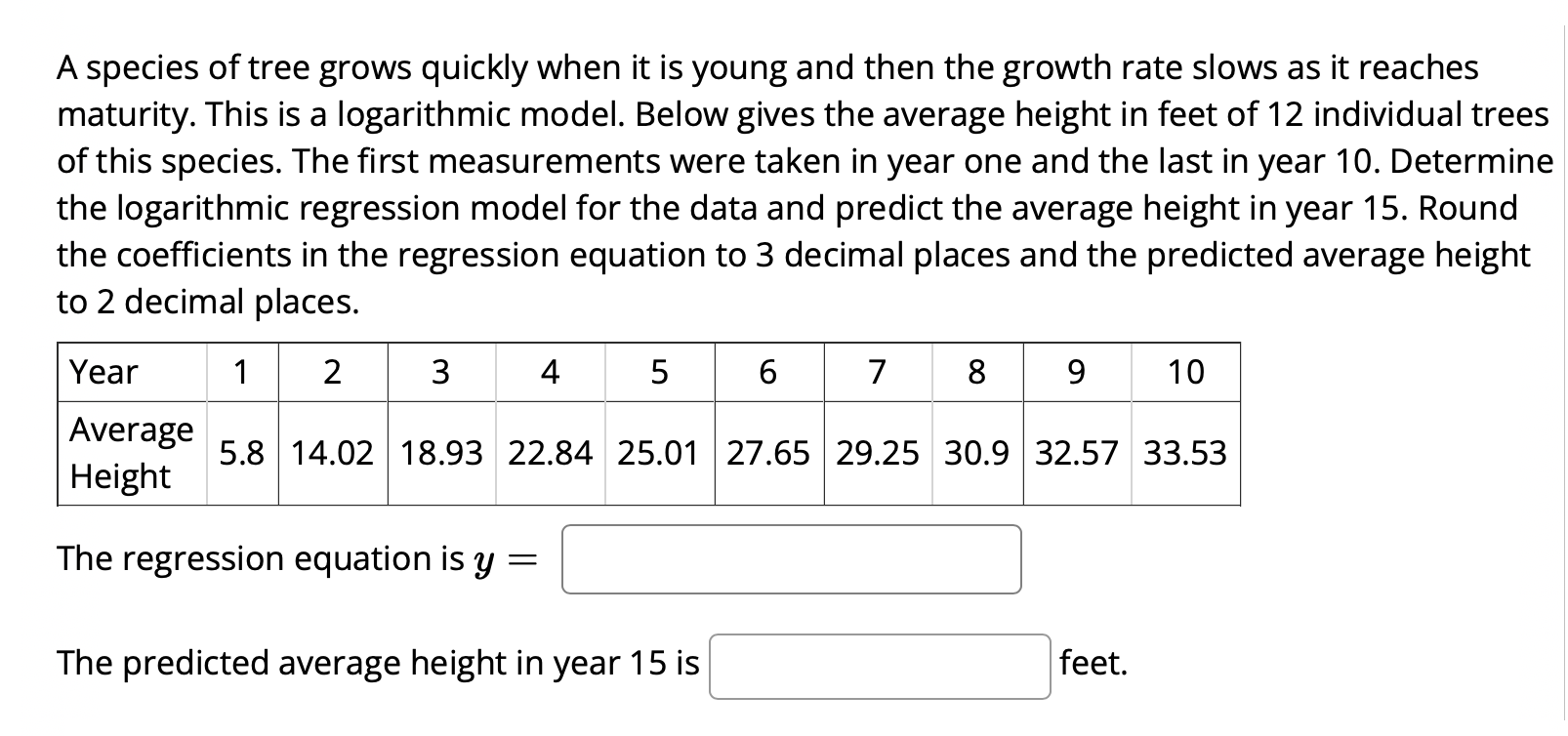 Solved A Species Of Tree Grows Quickly When It Is Young And 8337