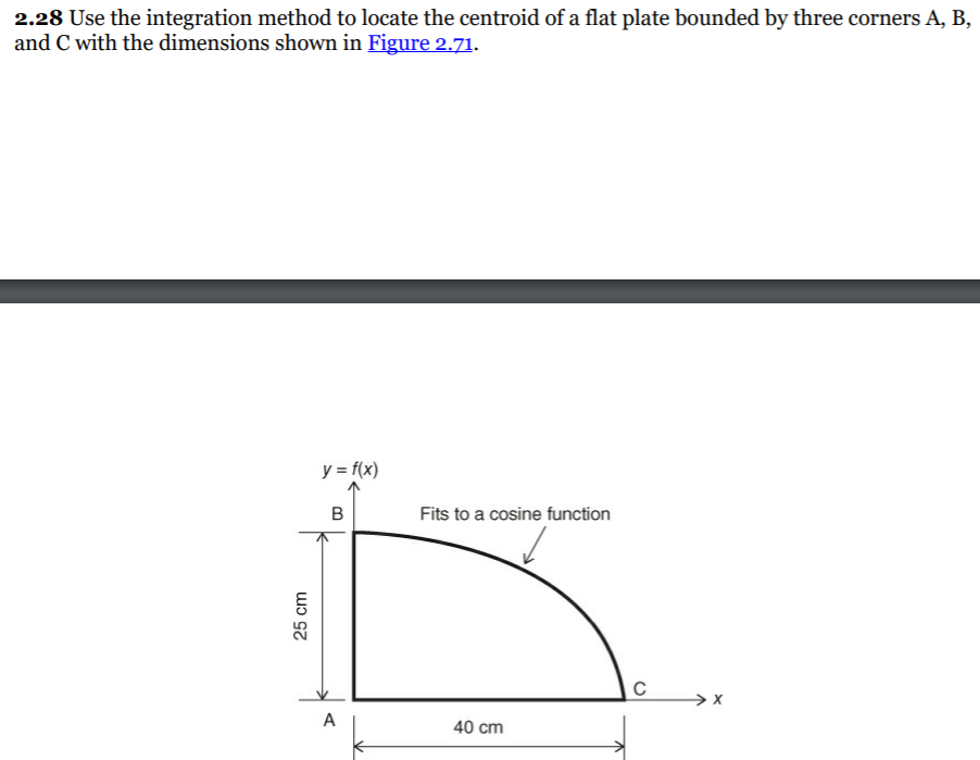 Solved Use the integration method to locate the centroid of | Chegg.com