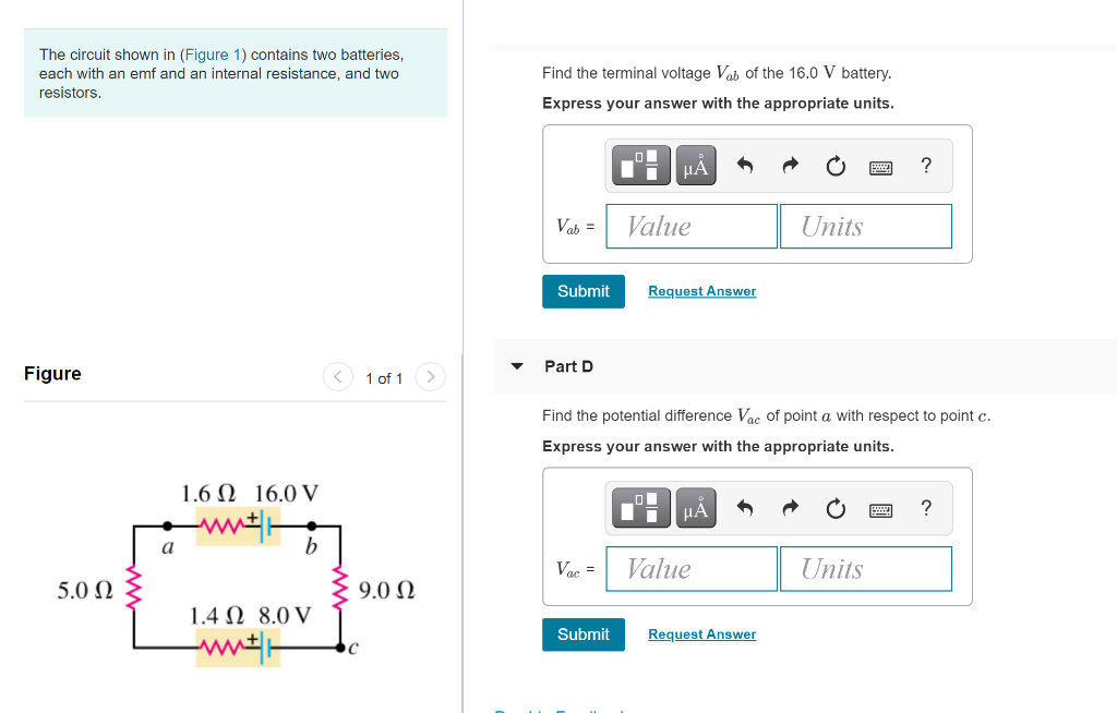 Solved: The Circuit Shown In (Figure 1) Contains Two Batte... | Chegg.com