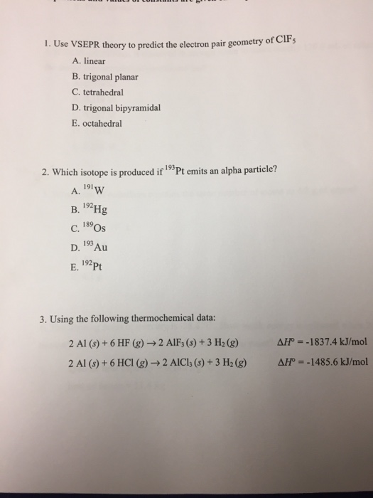 Solved Use VSEPR theory to predict the electron pair | Chegg.com