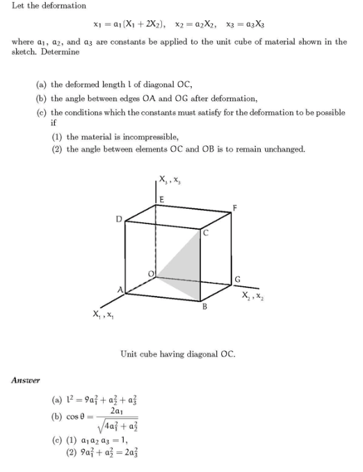 Solved Let the deformation where ai, a2, and a3 are | Chegg.com