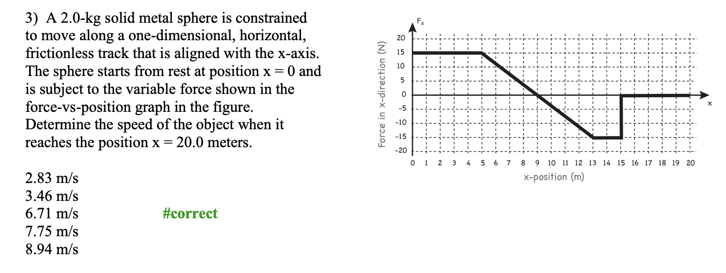 Solved 3) A 2.0−kg solid metal sphere is constrained to move | Chegg.com
