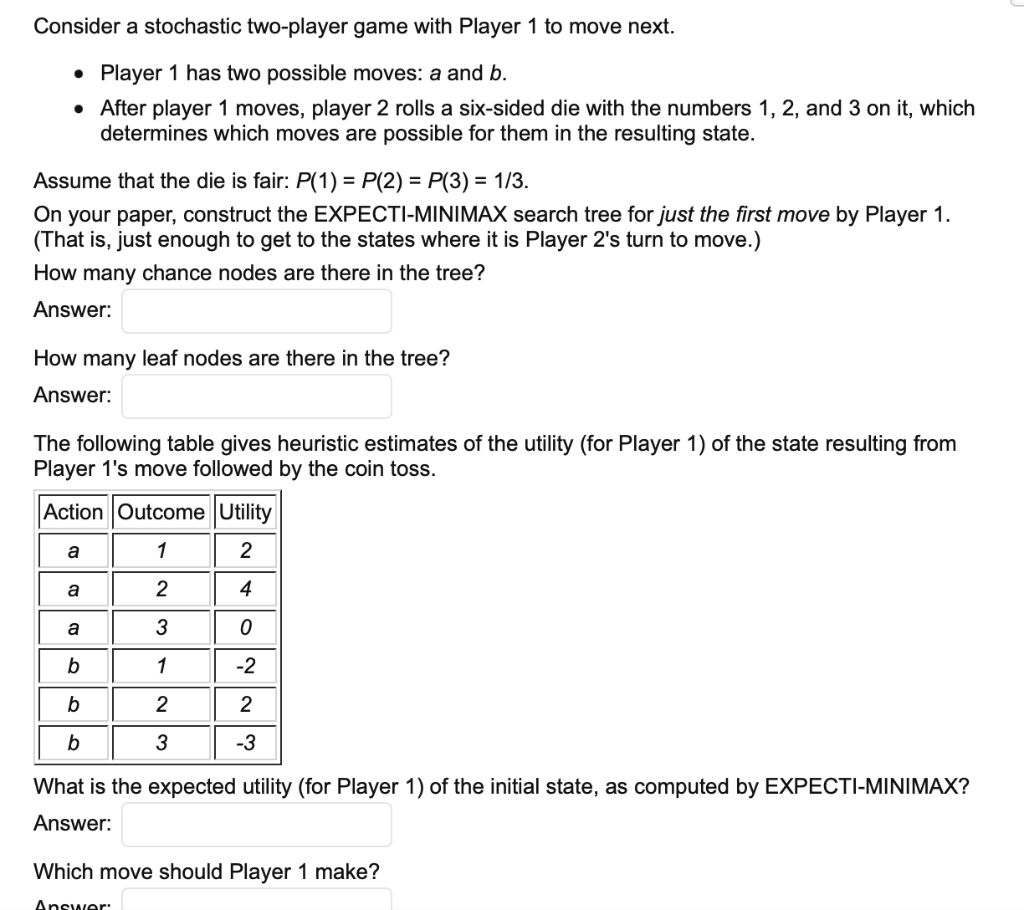 Consider a stochastic two-player game with Player 1 | Chegg.com Consider a stochastic two-player game with Player 1 | Chegg.com
