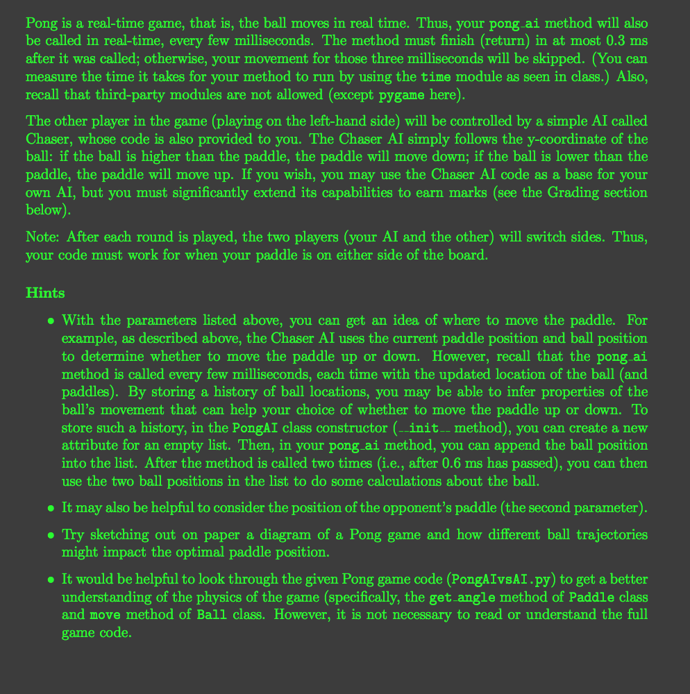 The time has come for the first annual COMP 208 Pong | Chegg.com