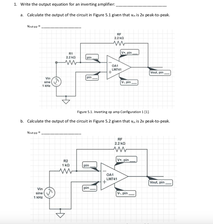 Solved 1. Write the output equation for an inverting | Chegg.com