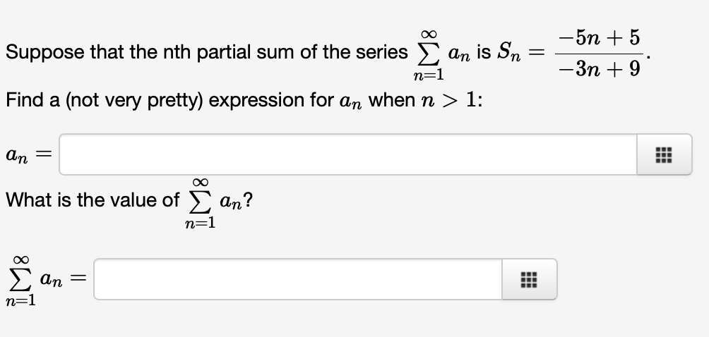 Solved Suppose that the nth partial sum of the series & an | Chegg.com
