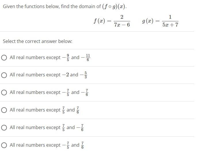 Solved Given the functions below, find the domain of | Chegg.com