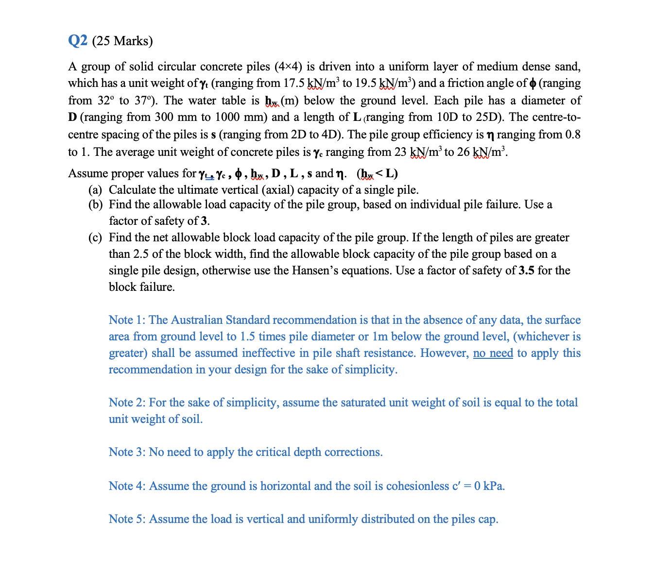 Solved (25 Marks) group of solid circular concrete piles | Chegg.com