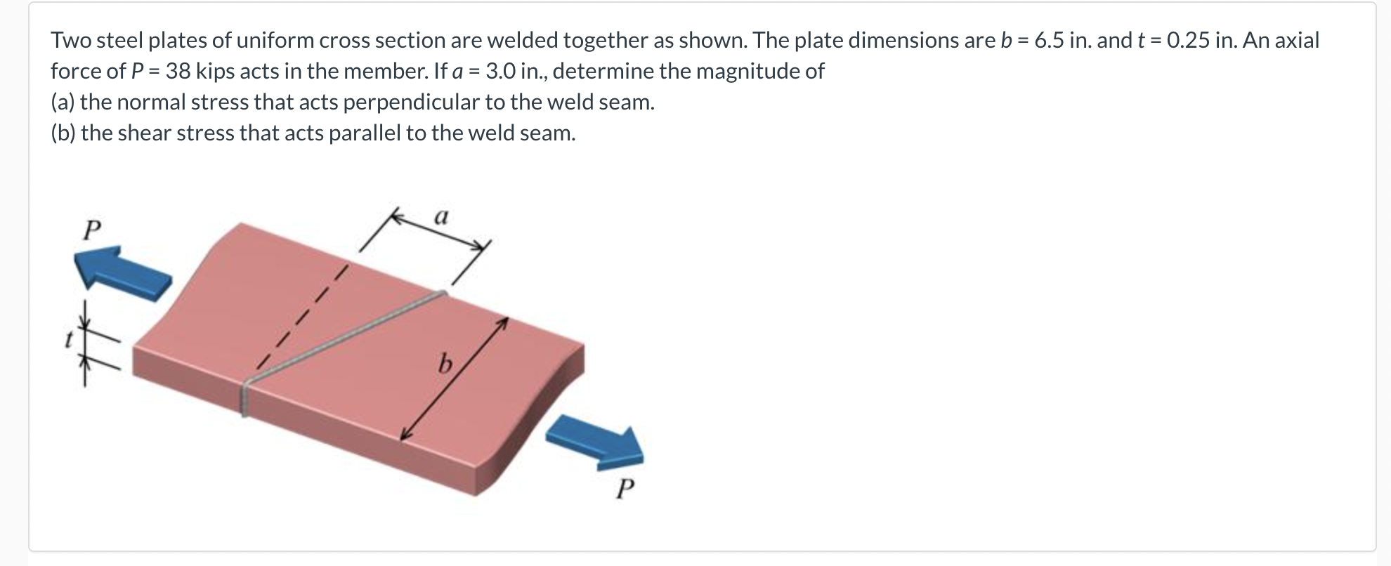 Solved Two steel plates of uniform cross section are welded | Chegg.com