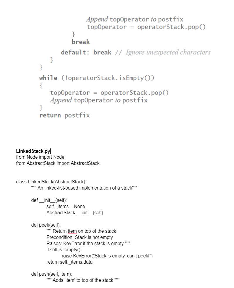 Solved - Implement the convertToPostfix function described | Chegg.com