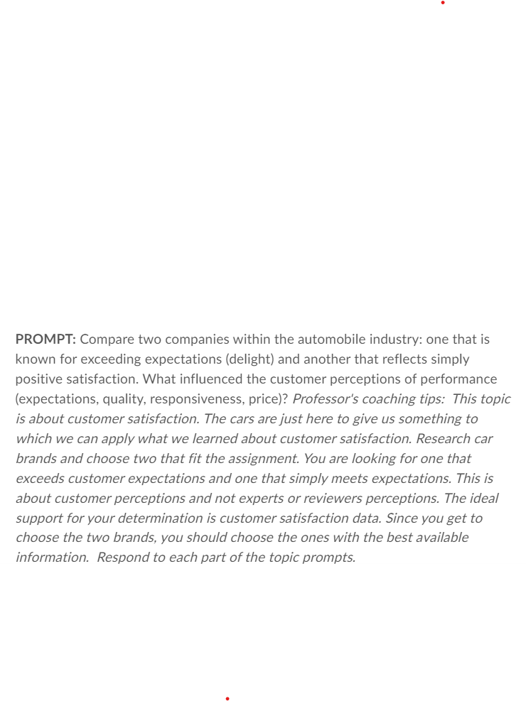 Solved PROMPT: Compare two companies within the automobile | Chegg.com