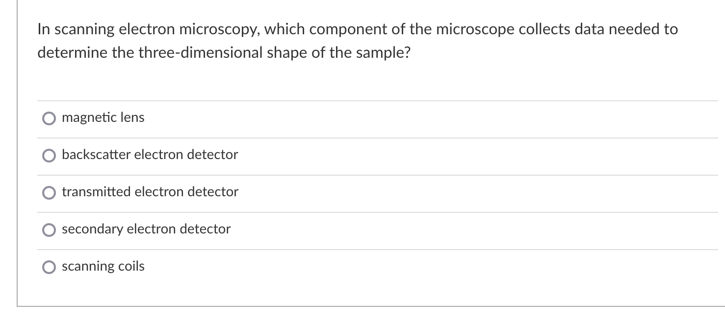 Solved In scanning electron microscopy, which component of | Chegg.com