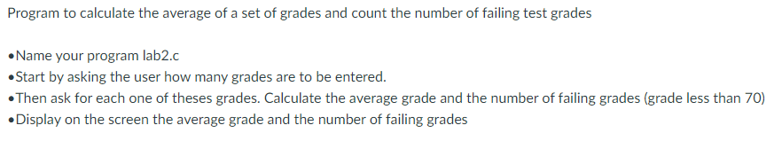 Solved Program to calculate the average of a set of grades | Chegg.com