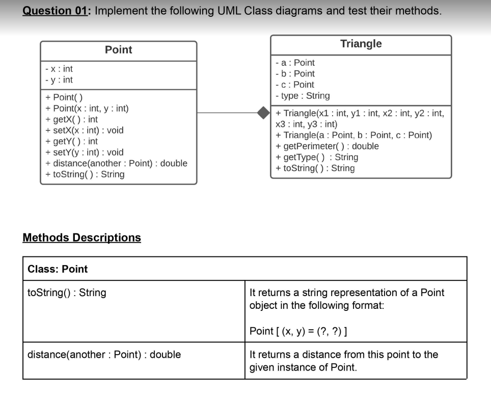 Solved Question 01: Implement the following UML Class | Chegg.com