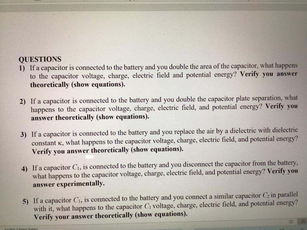 Solved QUESTIONS 1) If a capacitor is connected to the | Chegg.com