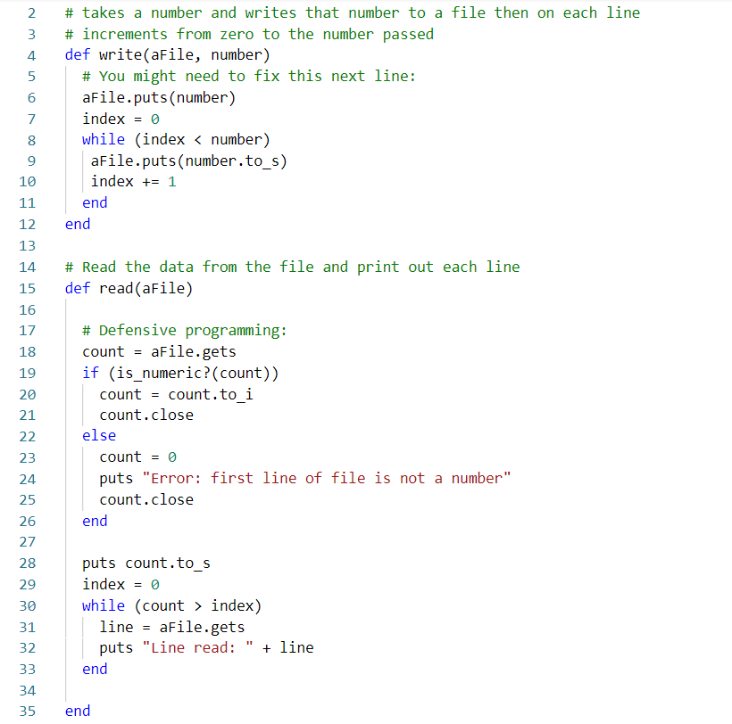 Solved Read the file and write file in Ruby Can't seem to | Chegg.com