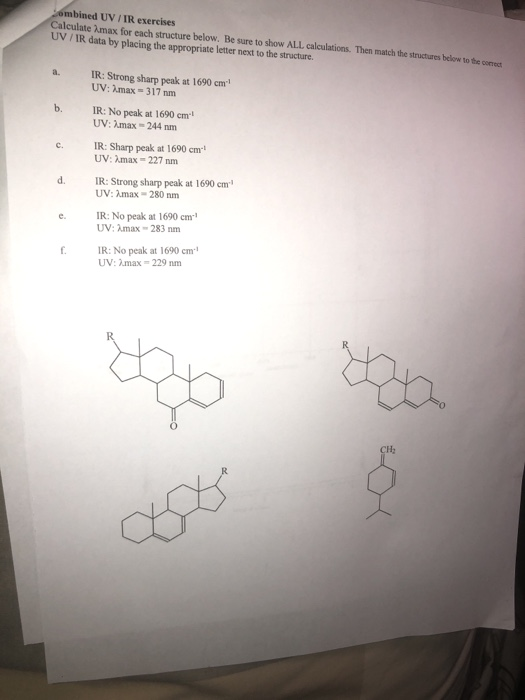 Solved mbined UV/IR exercises Calculate,max or each | Chegg.com