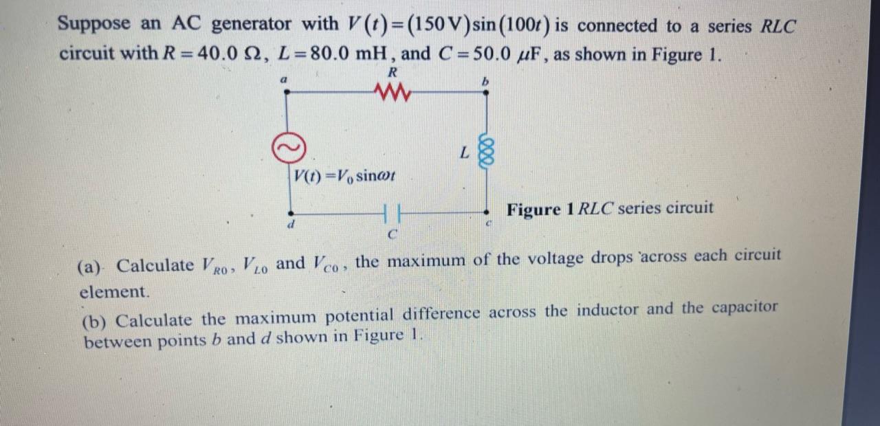 Solved b) calculate the maximum potential difference across | Chegg.com