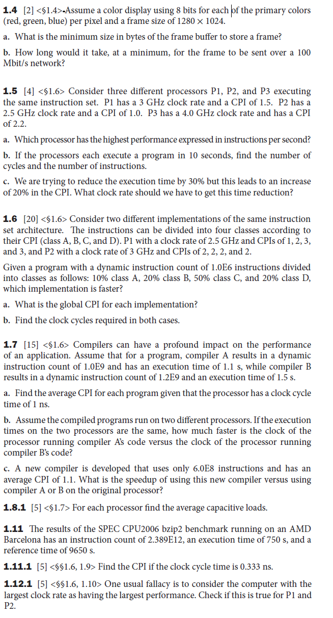 Solved 1.4[2] -Assume a color display using 8 bits for | Chegg.com