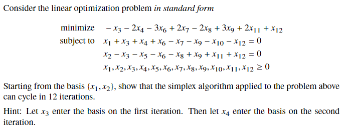 Solved Consider the linear optimization problem in standard | Chegg.com