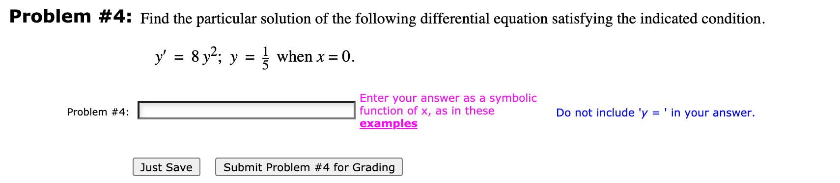 Solved Problem \#4: Find the particular solution of the | Chegg.com