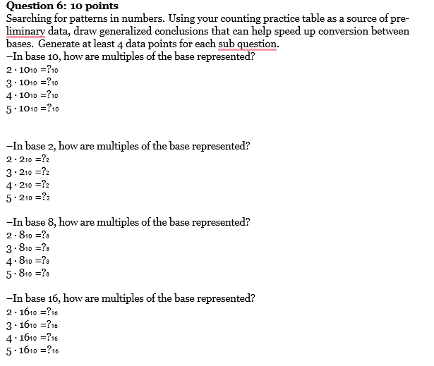 Question 6: 10 points Searching for patterns in | Chegg.com