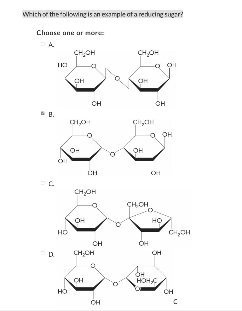 Solved Which of the following is an example of a reducing | Chegg.com