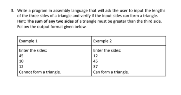 Solved 3. Write a program in assembly language that will ask | Chegg.com