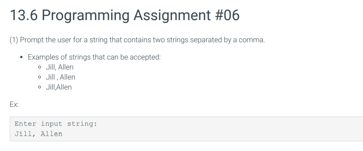 Solved 13.6 Programming Assignment #06 (1) Prompt the user | Chegg.com