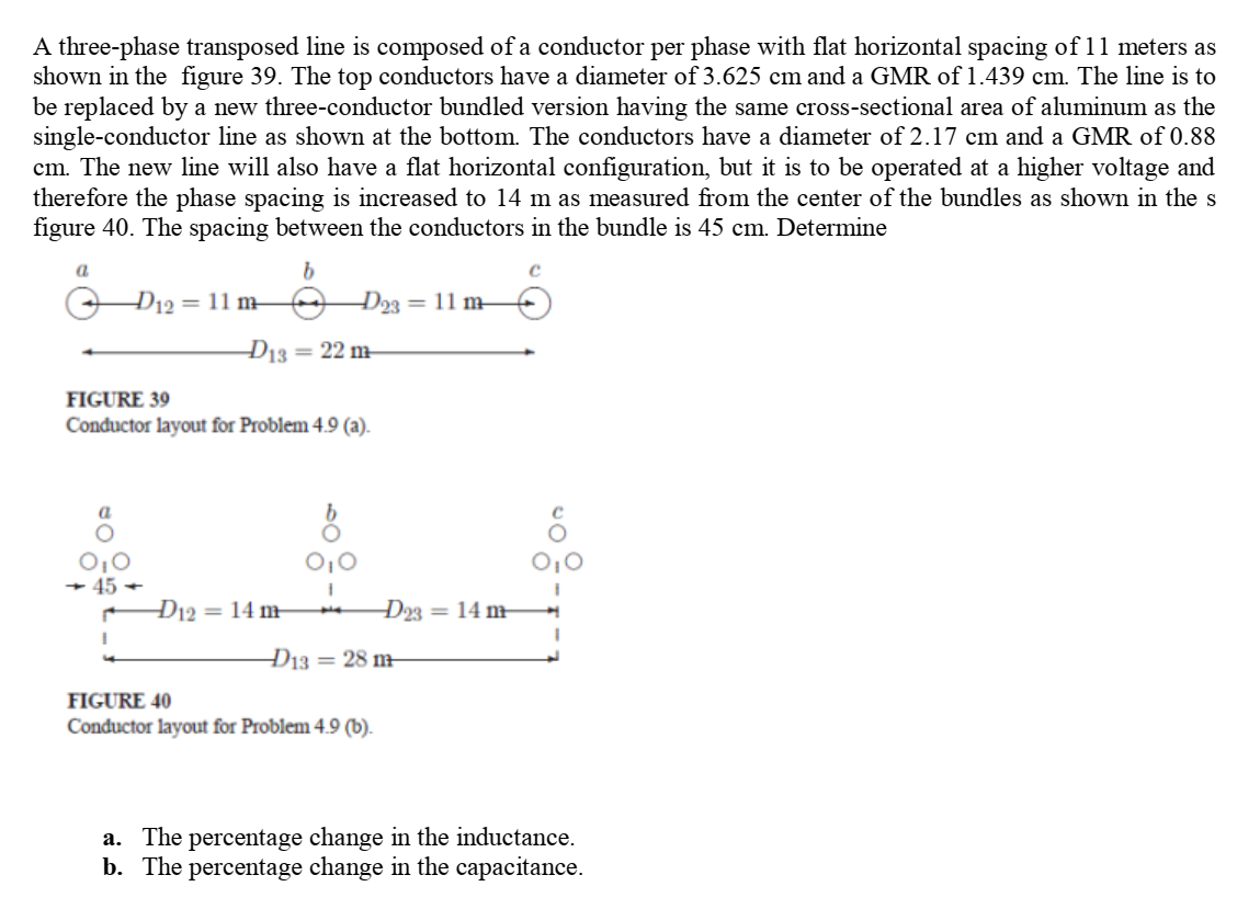 Solved A three-phase transposed line is composed of a | Chegg.com