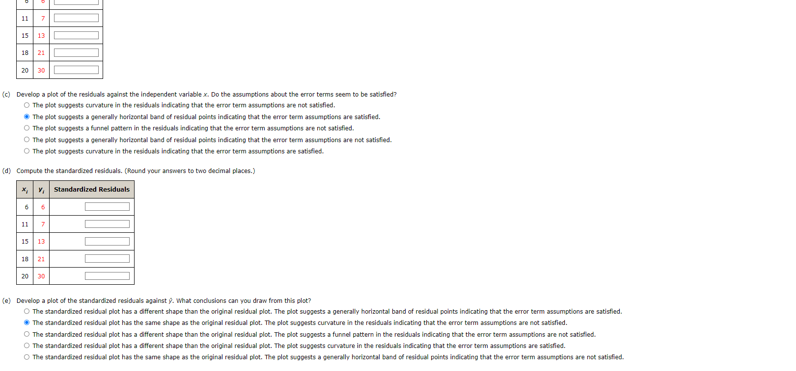 Solved Given are data for two variables, x and y. (a) | Chegg.com