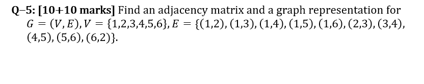Solved Q-5: [10+10 marks) Find an adjacency matrix and a | Chegg.com