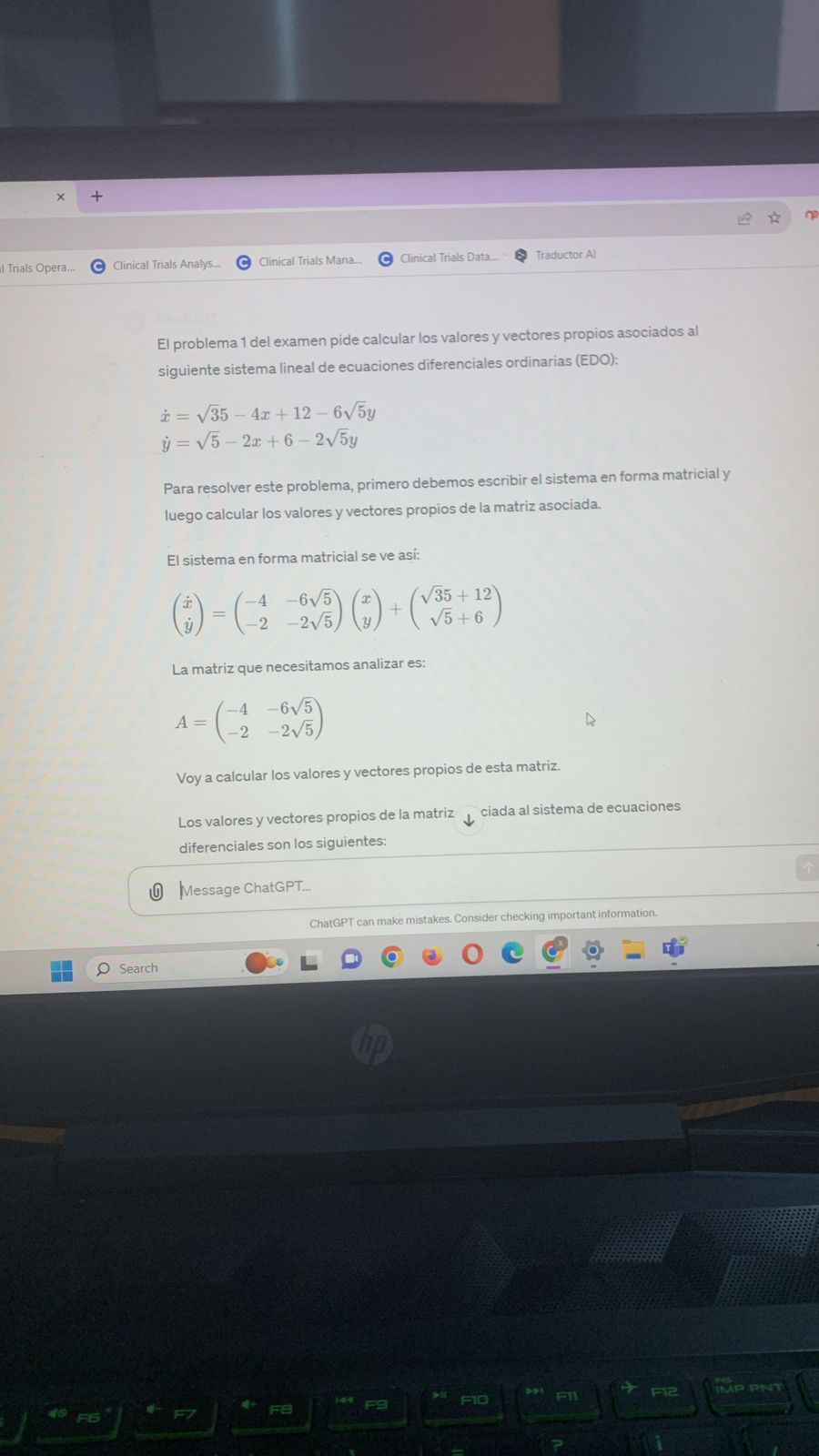 Solved 1. Calcule los valores y vectores propios asociados | Chegg.com