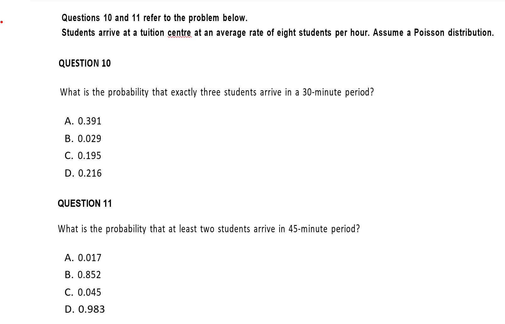 Solved Questions 10 ﻿and 11 ﻿refer to the problem | Chegg.com