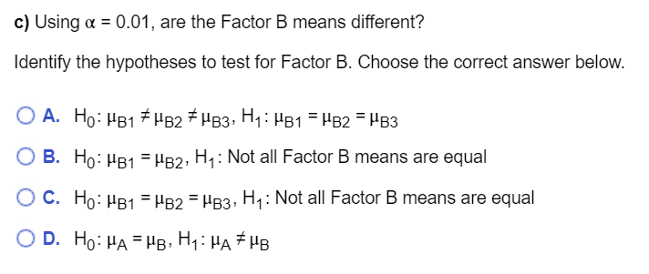 Solved Factor A Level 2 Level 1 Level 3 FactorB Level 1 | Chegg.com