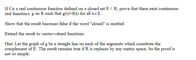 Solved If f is a real continuous function defined on a | Chegg.com