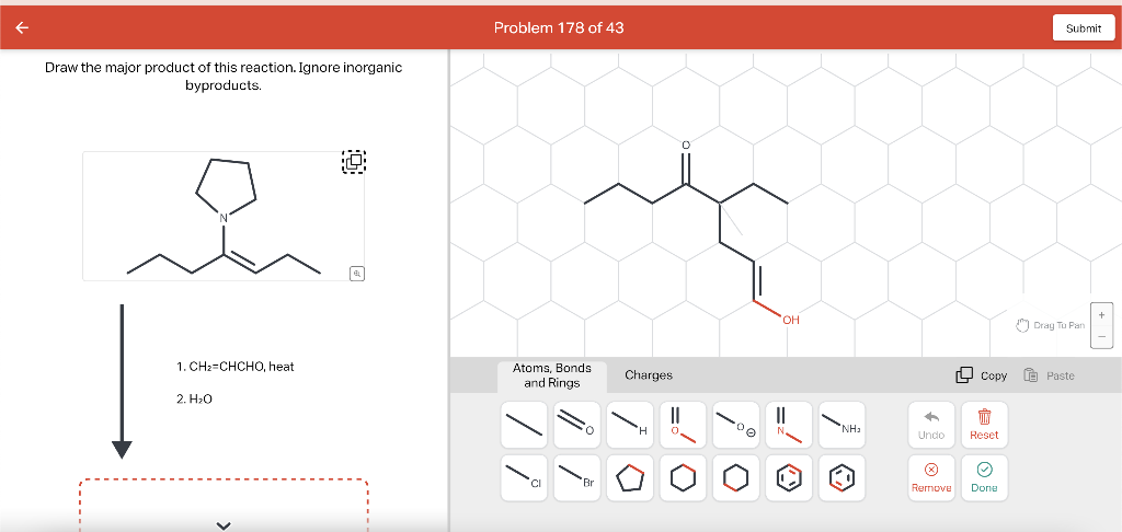 Solved Problem 178 of 43 Draw the major product of this | Chegg.com