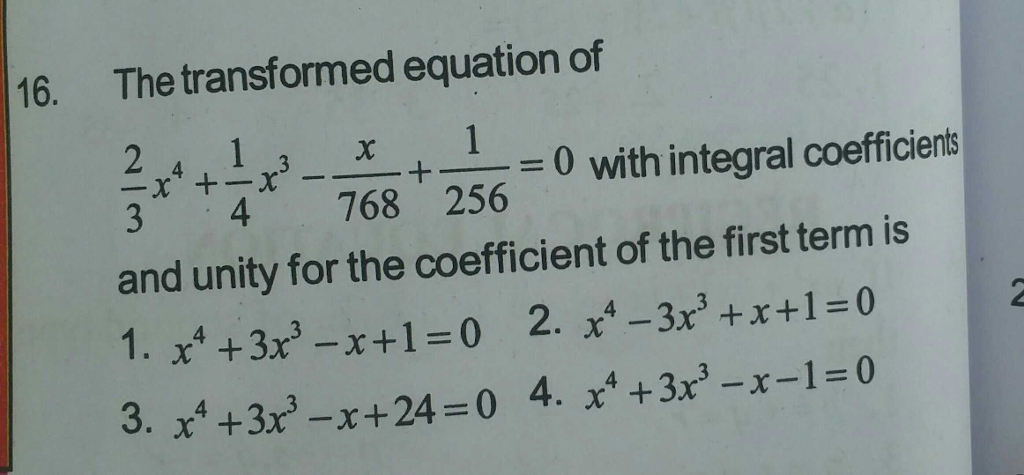 Solved The transformed equation of 2 4 1 3 4 768 and unity | Chegg.com