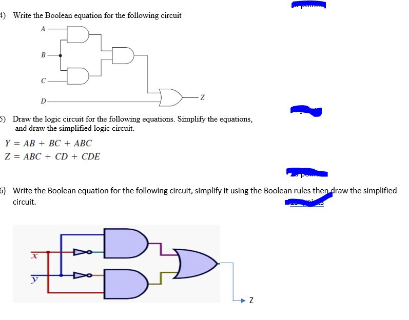 Solved Pomme 4) Write the Boolean equation for the following | Chegg.com