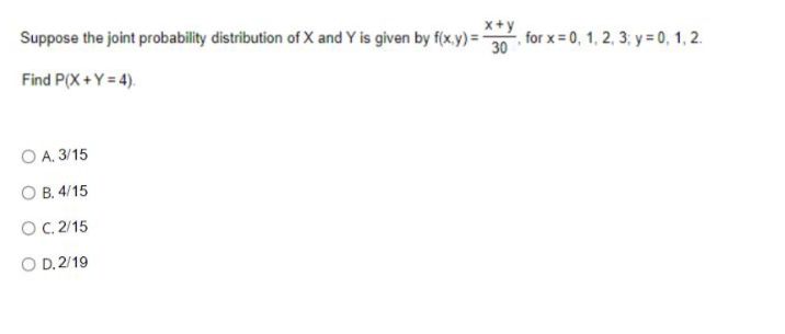 Solved Suppose the joint probability distribution of X and Y | Chegg.com