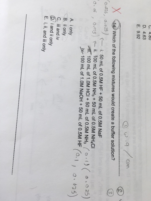 Solved Which of the following mixtures would create a buffer | Chegg.com