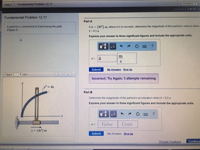 Solved A particle is constrained to travel along the path. | Chegg.com