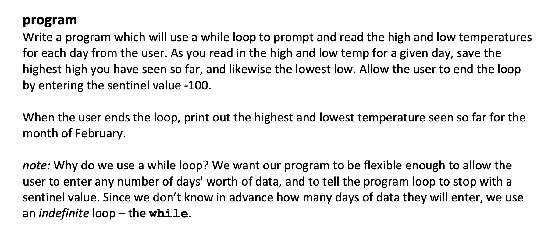 Solved program Write a program which will use a while loop | Chegg.com