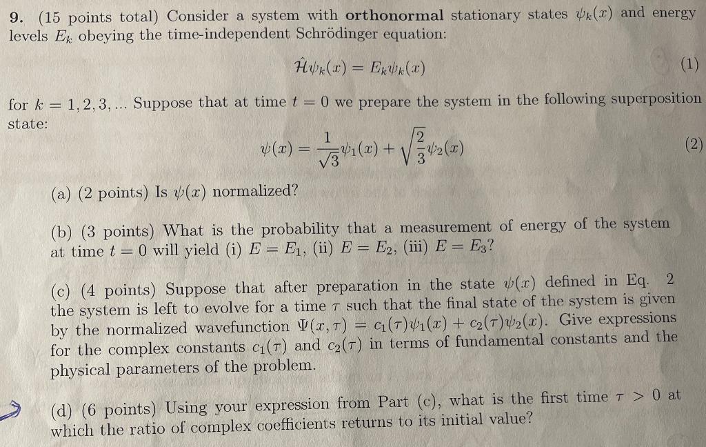 Solved 9. (15 points total) Consider a system with | Chegg.com