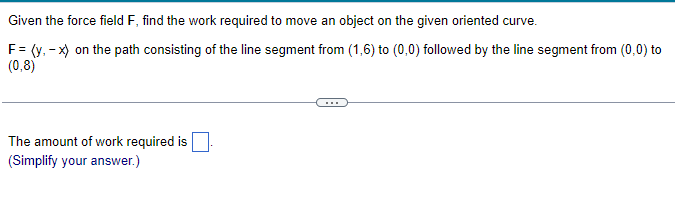 Solved Given the force field F, find the work required to | Chegg.com