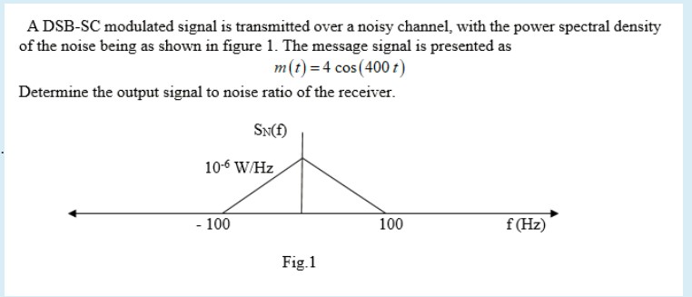 Solved A DSB-SC modulated signal is transmitted over a noisy | Chegg.com